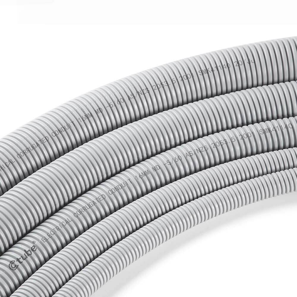 AS/NZS 2053 MD Flexible PVC Electrical Conduit Pipe Grey